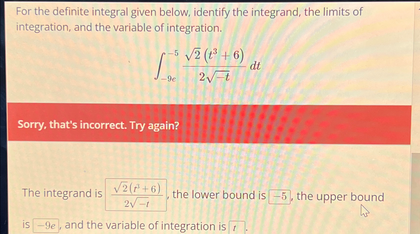Solved For the definite integral given below, identify the | Chegg.com