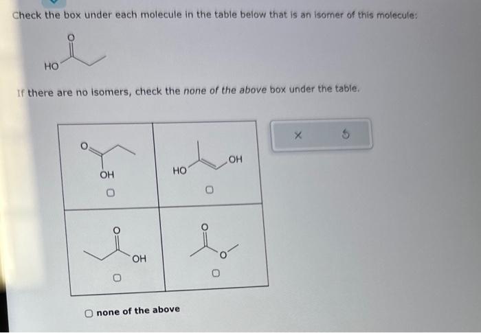 Solved Check the box under each molecule in the table below | Chegg.com