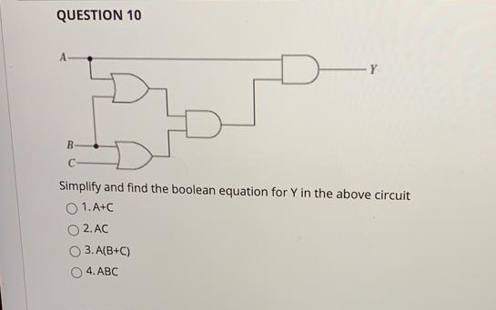Solved QUESTION 10 А B C Simplify and find the boolean | Chegg.com