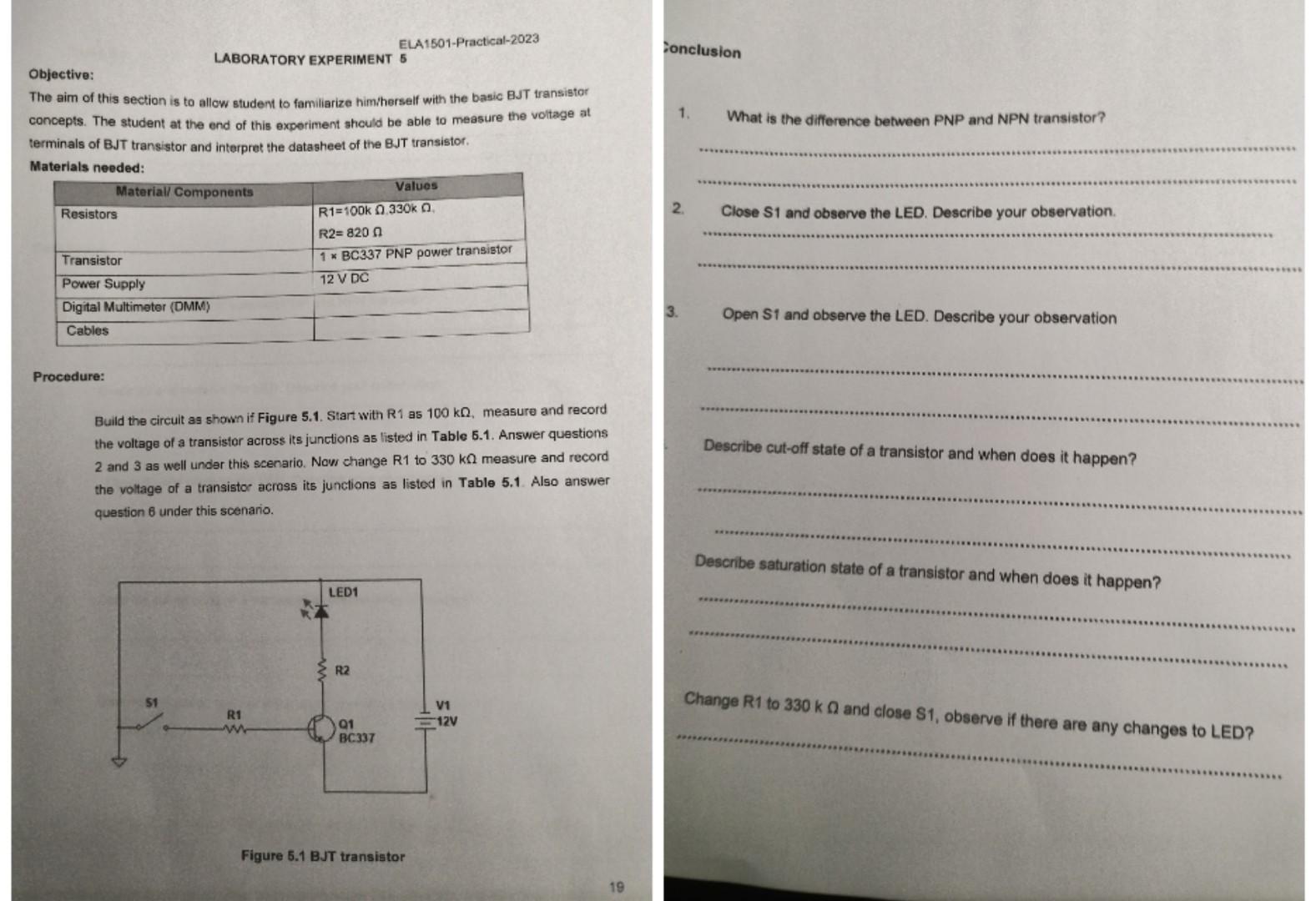 Solved LABORATORY EXPERIMENT 5 Objective: The aim of this | Chegg.com