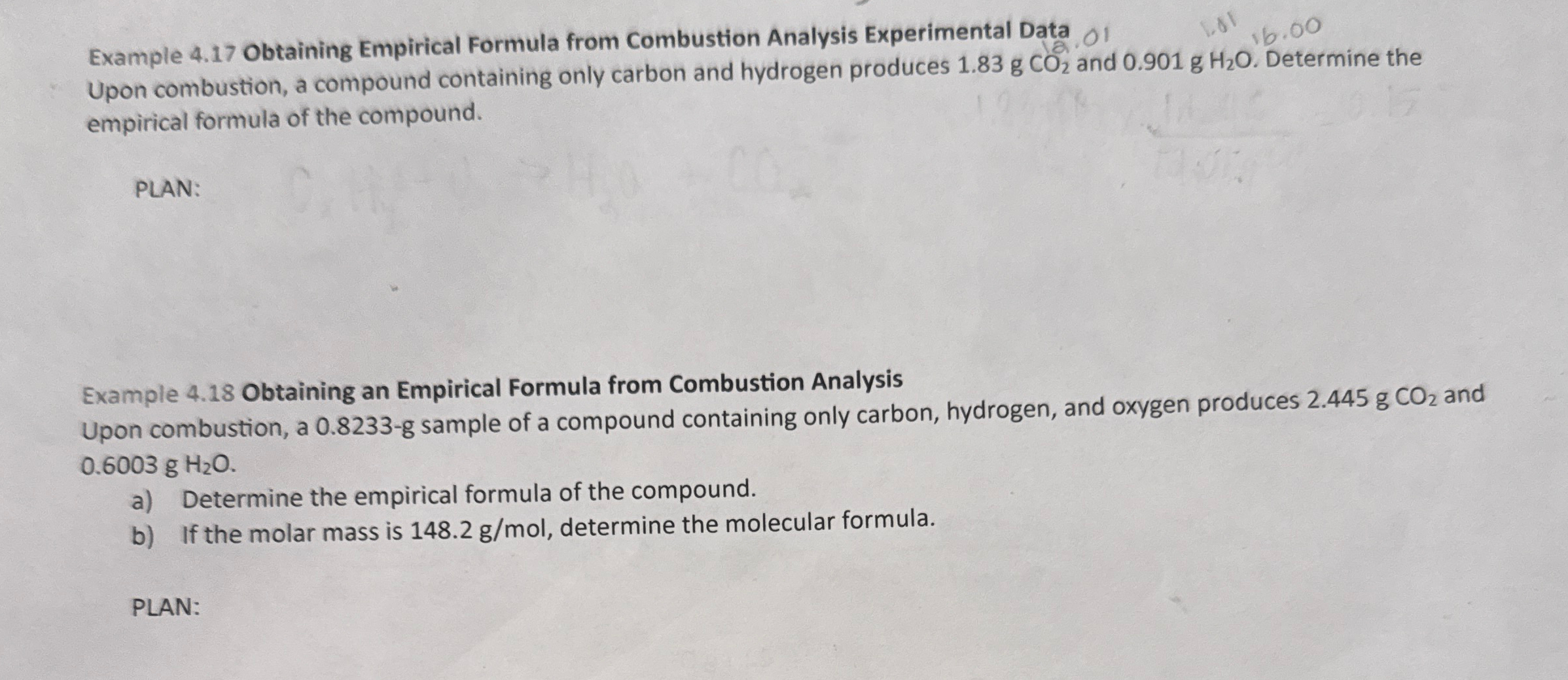 Solved Example 4.17 ﻿Obtaining Empirical Formula from | Chegg.com