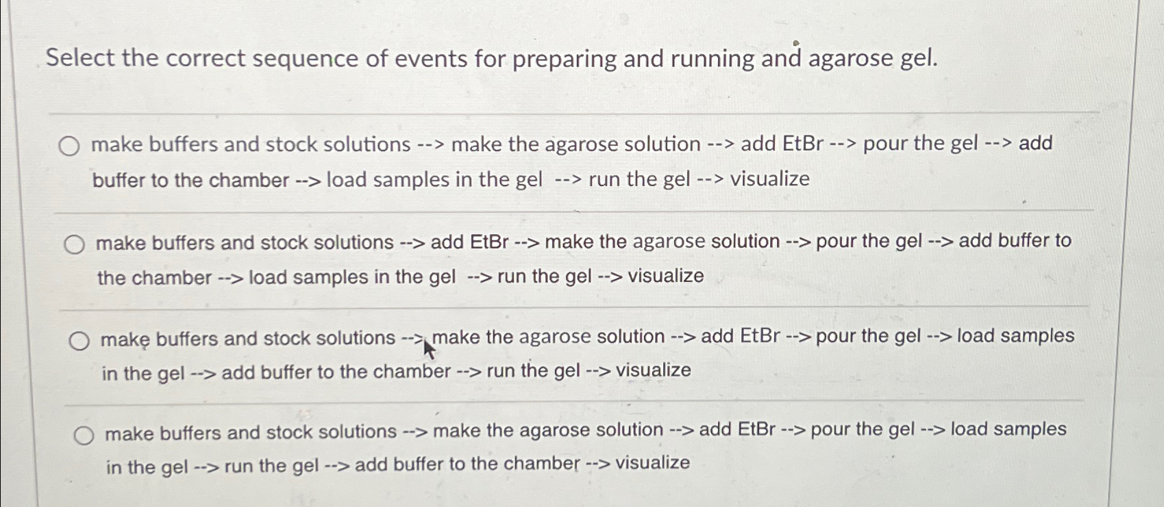 Solved Select the correct sequence of events for preparing | Chegg.com