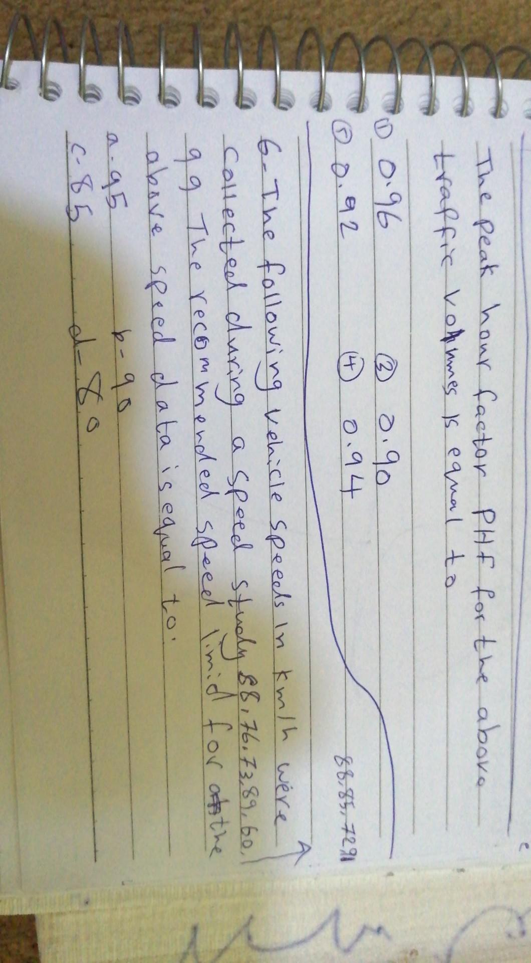 Solved The peak hour factor PHF for the above traffic | Chegg.com