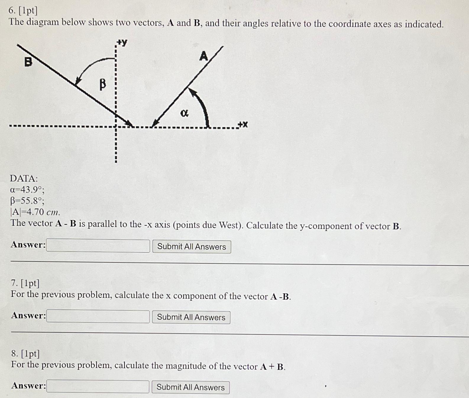 Solved 1ptthe Diagram Below Shows Two Vectors A And B ﻿and