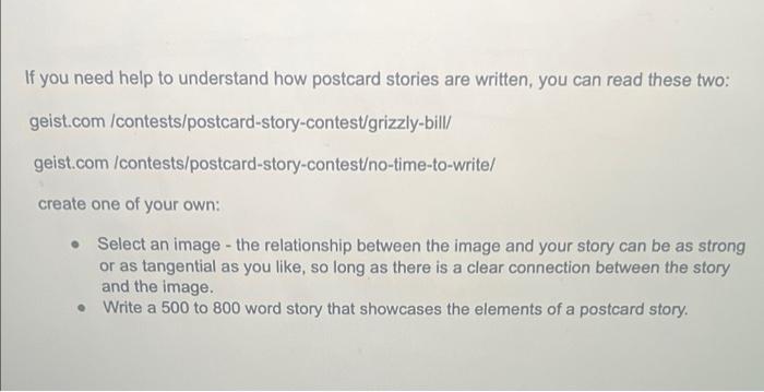 If you need help to understand how postcard stories | Chegg.com