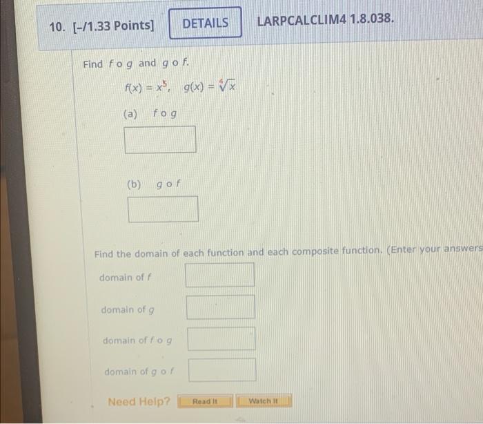Solved 10. [-/1.33 Points] DETAILS LARPCALCLIM4 1.8.038. | Chegg.com
