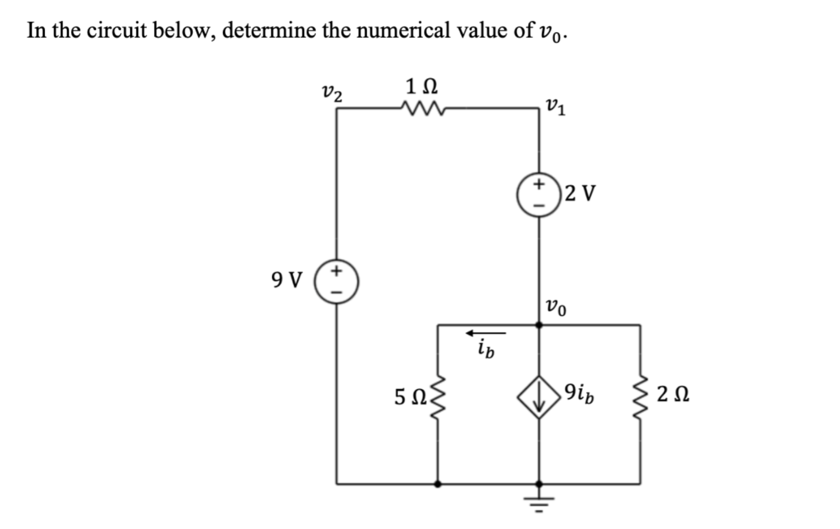 Solved In the circuit below, determine the numerical value | Chegg.com