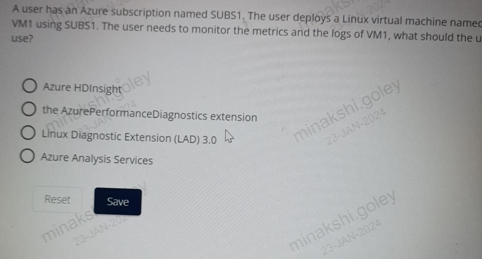 Solved A user has an Azure subscription named SUBS1. ﻿The | Chegg.com