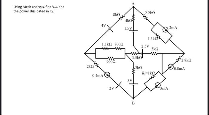 Solved Using Mesh analysis, find VAB, and the power | Chegg.com