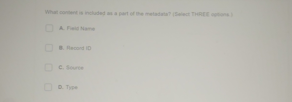 Solved What content is included as a part of the metadata? | Chegg.com
