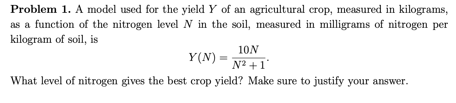 Solved Problem 1. ﻿A model used for the yield Y ﻿of an | Chegg.com