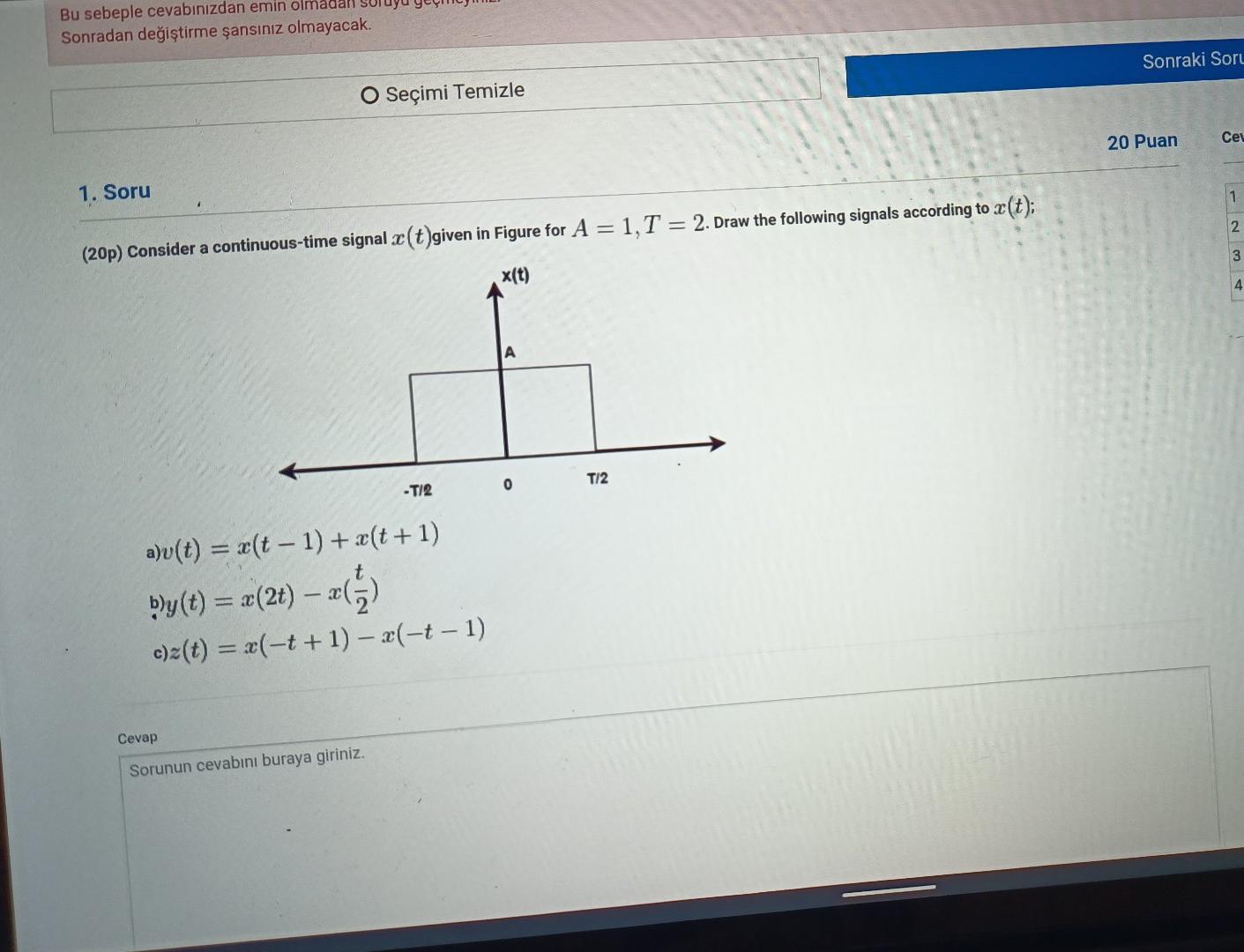 Solved (20p) Consider a continuous-time signal x(t) given in | Chegg.com