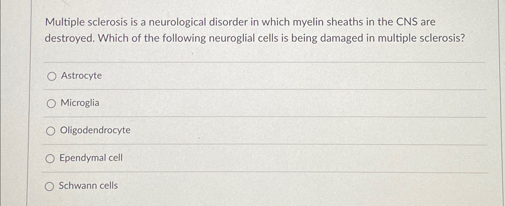 Solved Multiple sclerosis is a neurological disorder in | Chegg.com
