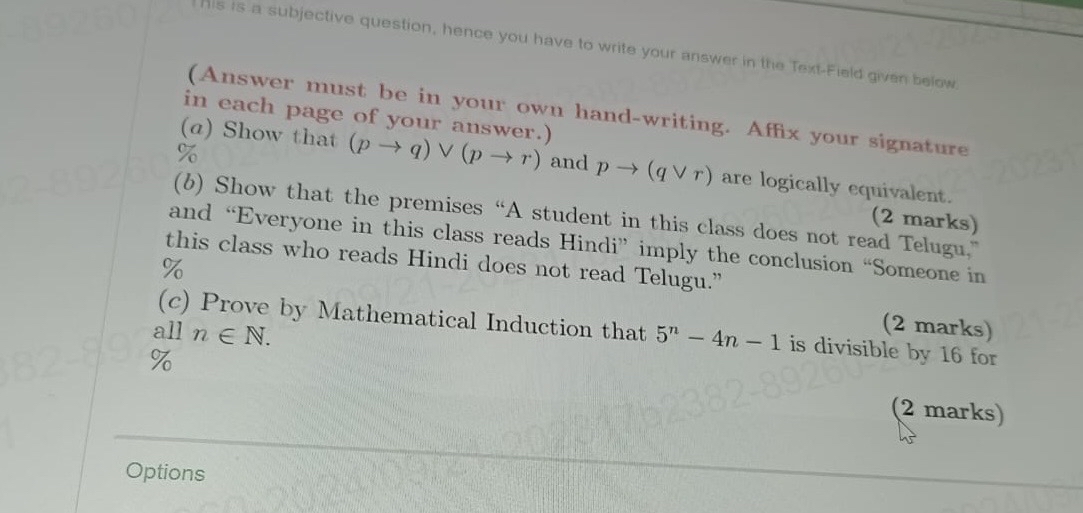 Solved (Answer must be in your own hand-writing. Affix your | Chegg.com