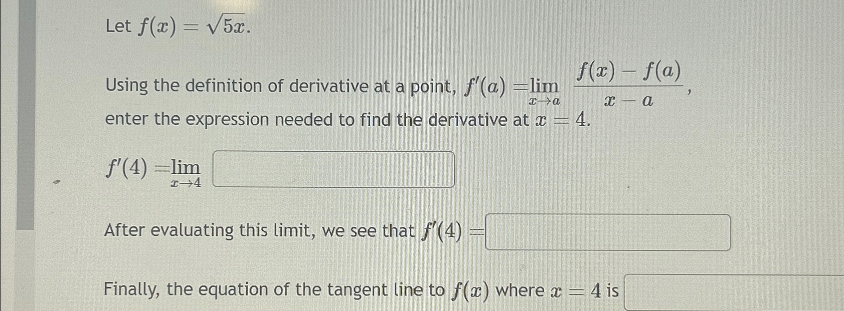 Solved Let F X 5x2 Using The Definition Of Derivative At A