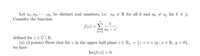 Solved Let a1,a2,⋯,an be distinct real numbers, i.e. ak∈R | Chegg.com