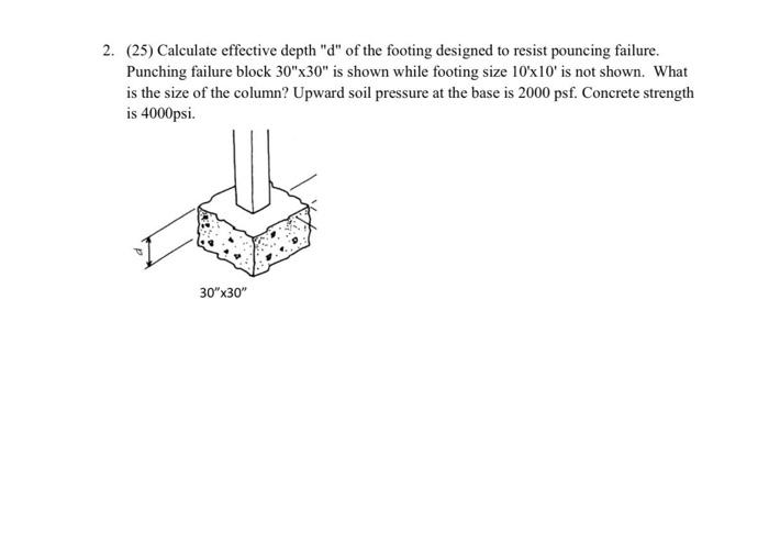 Solved (25) Calculate effective depth "d" of the footing | Chegg.com