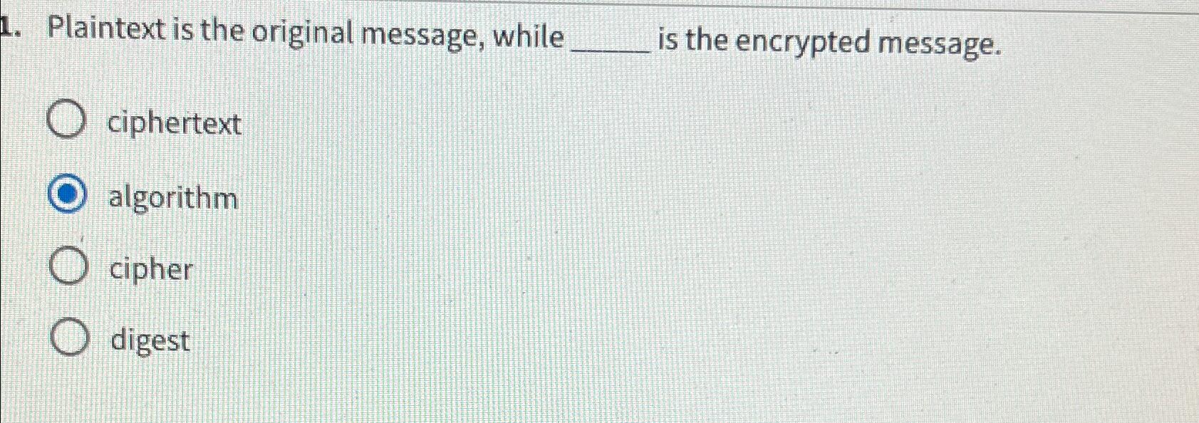 Solved Plaintext Is The Original Message While Is The 