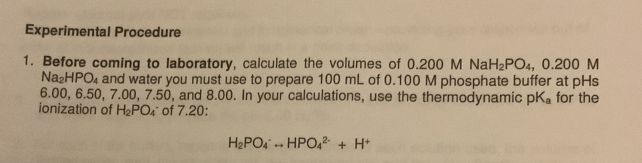 Solved Experimental Procedure\\nBefore coming to laboratory, | Chegg.com