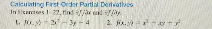 Solved Calculating First-Order Partial Derivatives In | Chegg.com