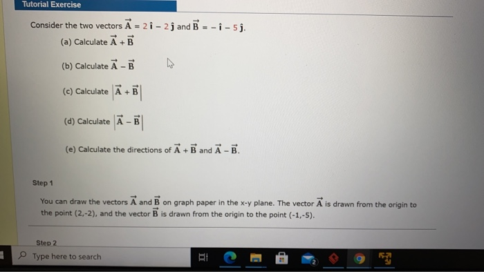 Solved Tutorial Exercise Consider the two vectors A = 21 - 2 | Chegg.com
