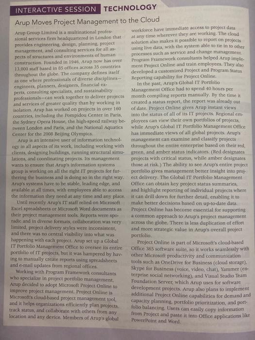 Solved INTERACTIVE SESSION TECHNOLOGY Arup Moves Project | Chegg.com