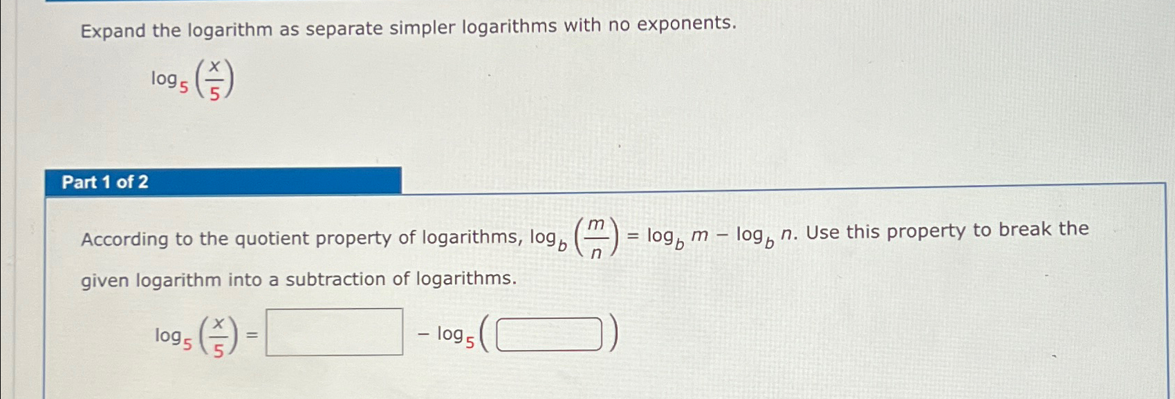 Solved Expand the logarithm as separate simpler logarithms | Chegg.com