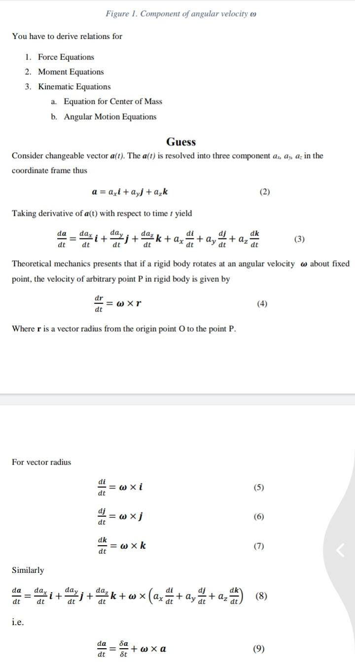 Question: - Derive 6DOF Equations of motion for the | Chegg.com