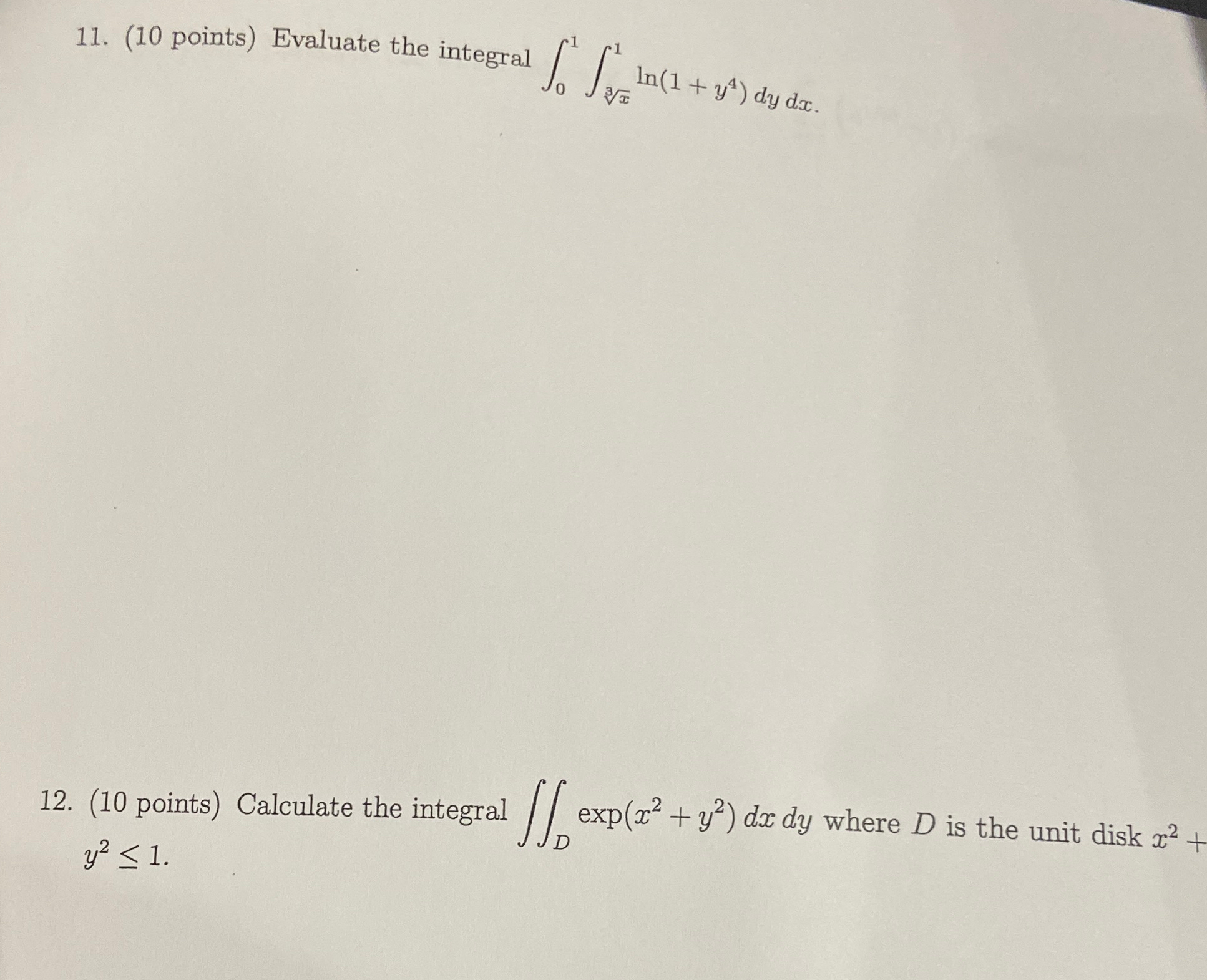 Solved (10 ﻿points) ﻿Evaluate the integral | Chegg.com