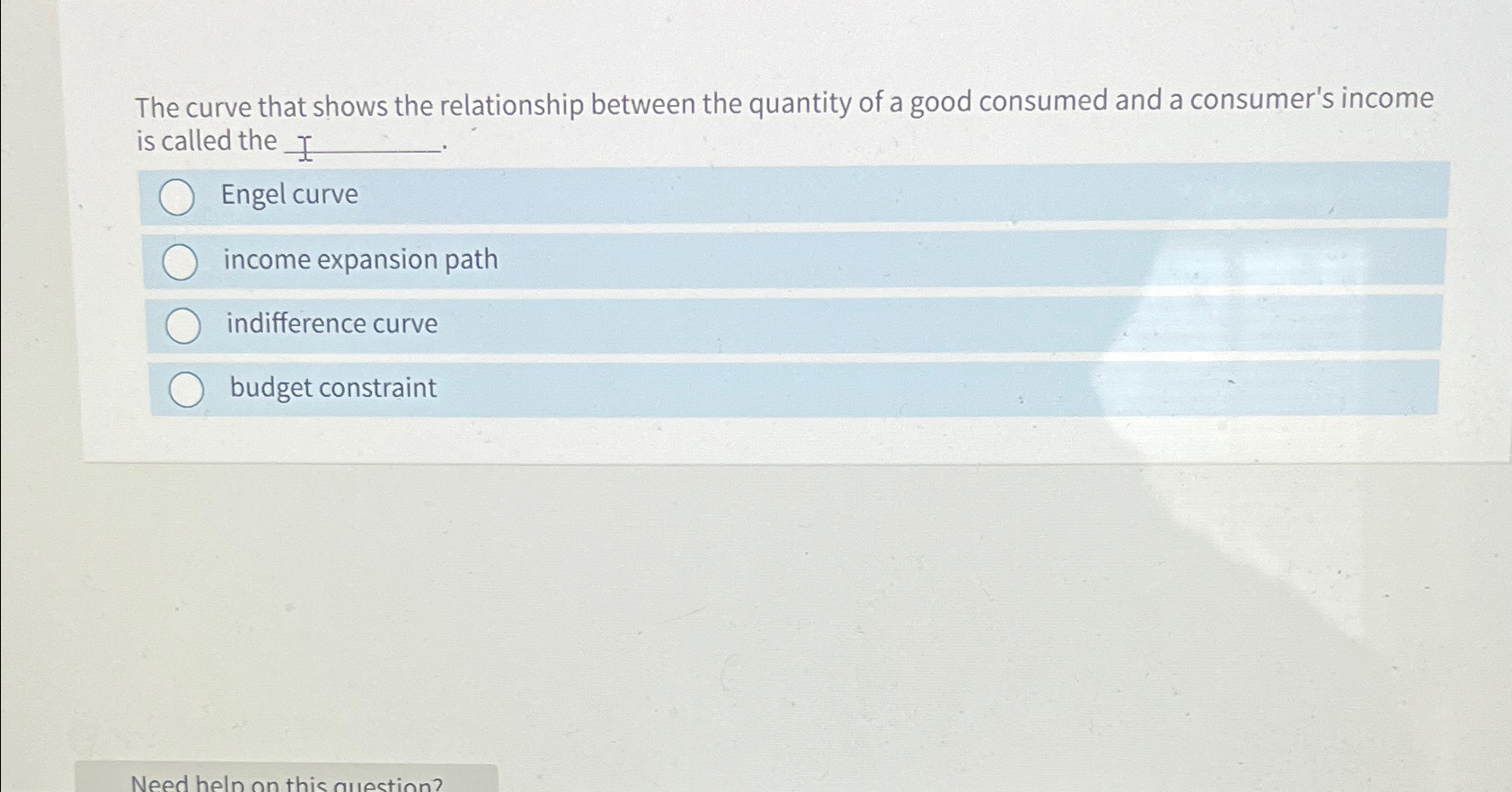 Solved The curve that shows the relationship between the | Chegg.com