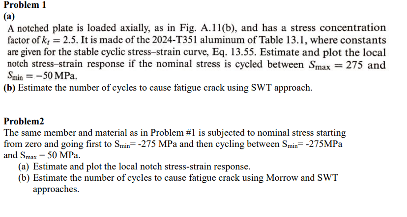 Solved Problem 1(a)A notched plate is loaded axially, as in | Chegg.com