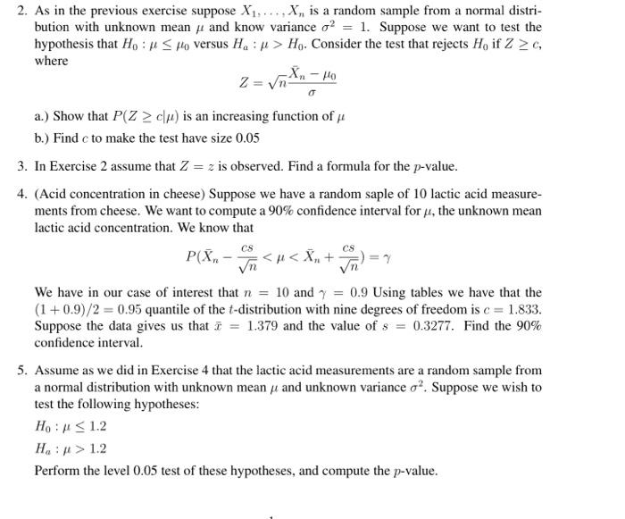 2 As In The Previous Exercise Suppose X1 … Xn Is A