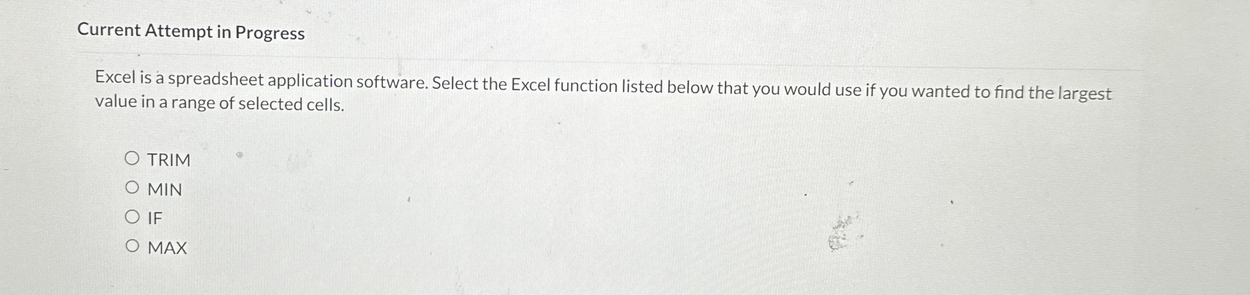 Current Attempt in ProgressExcel is a spreadsheet | Chegg.com