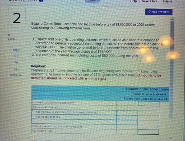 Solved Help Save & Exit Submit Check my work 2 Esquire Comic | Chegg.com