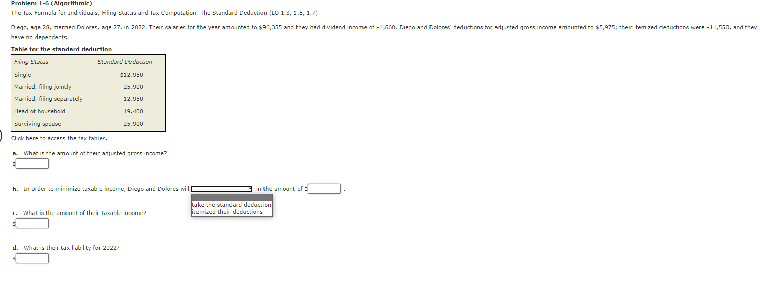 Solved Problem 1-6 (Algorithmic)The Tax Formula for | Chegg.com