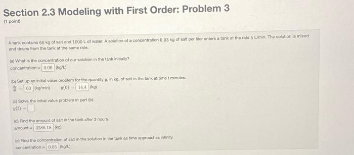 Solved Section 2 3 Modeling With First Order Problem 2 1