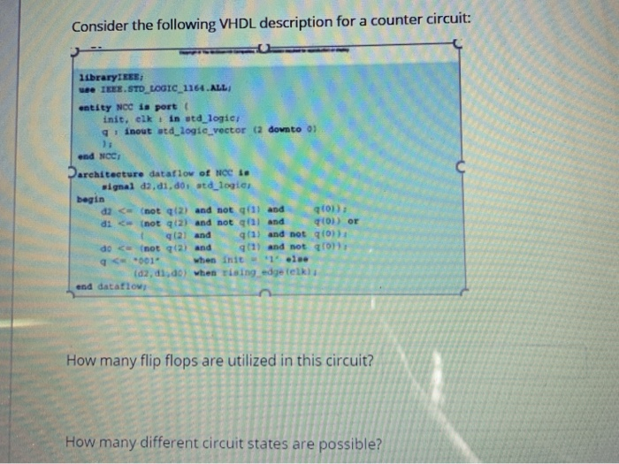 Solved Consider the following VHDL description for a counter | Chegg.com