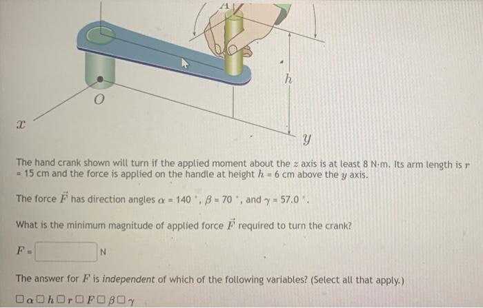 Solved 2 F В А h o 2 -Y The hand crank shown will turn if | Chegg.com
