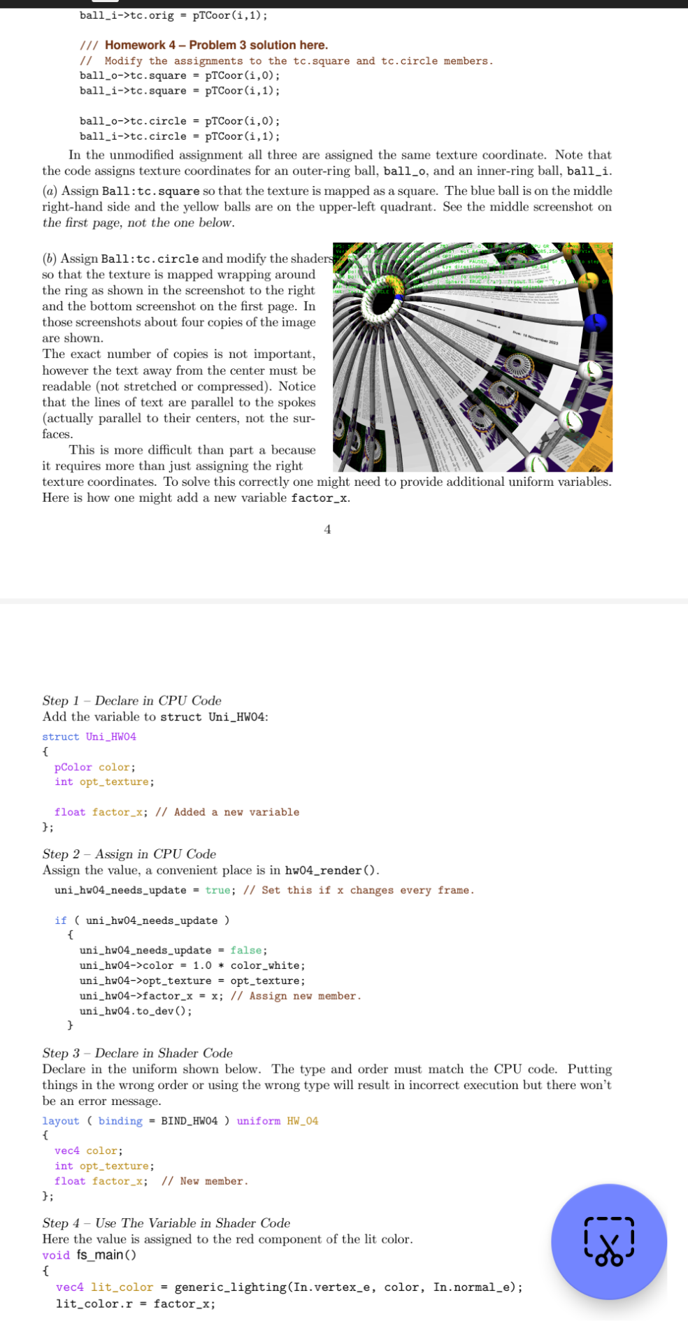 [Solved]: Problem 1: Modify the code in render_hw04