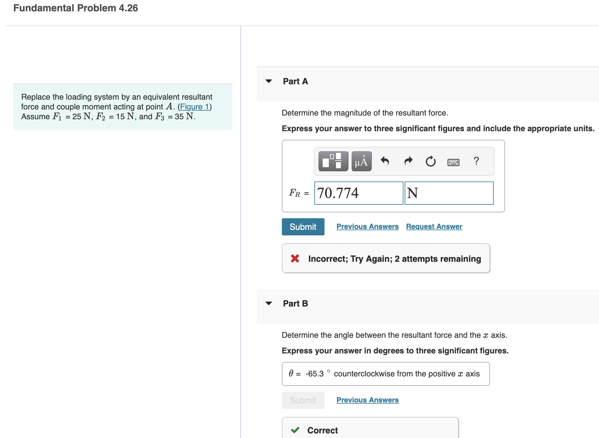 Solved Fundamental Problem 4.26Replace the loading system by | Chegg.com
