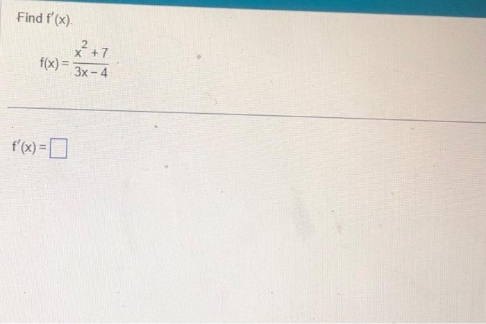 Solved Find \\( f^{\\prime}(x) \\) \\[ f(x)=\\frac{3 x-1}{5 | Chegg.com