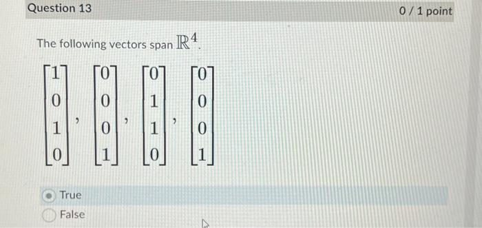 Solved The following vectors span R4. | Chegg.com