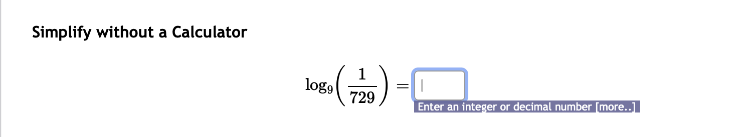 Solved by an EXPERT Simplify without a Calculatorlog9(1729)=Enter an | Chegg.com
