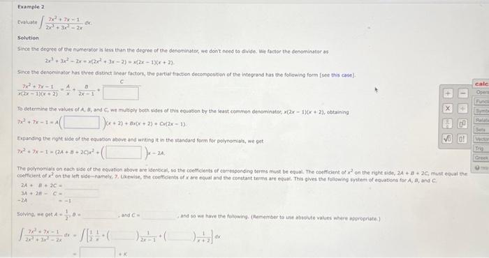 Solved Example 2 J Evaluate Solution 7x² + 7x - 1 2x³ + 3x² | Chegg.com