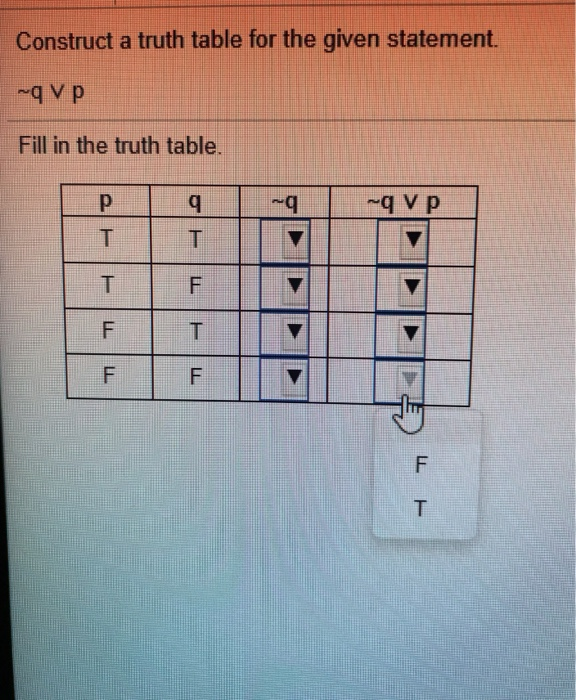 Solved Construct a truth table for the given statement. vp | Chegg.com