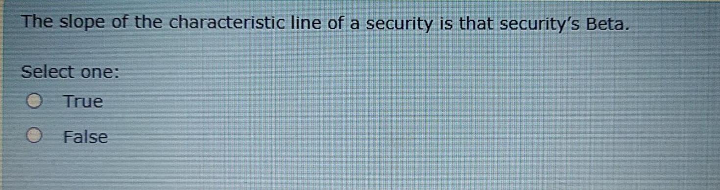 Solved The slope of the characteristic line of a security is | Chegg.com