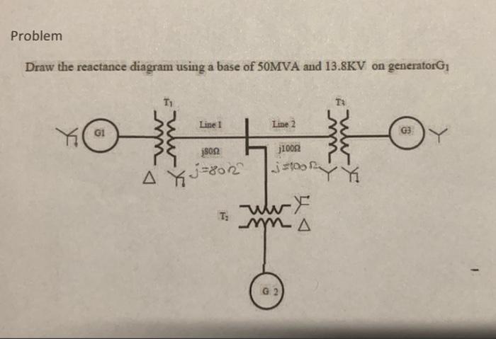 Solved Draw the reactance diagram using a base of 50MVA and | Chegg.com