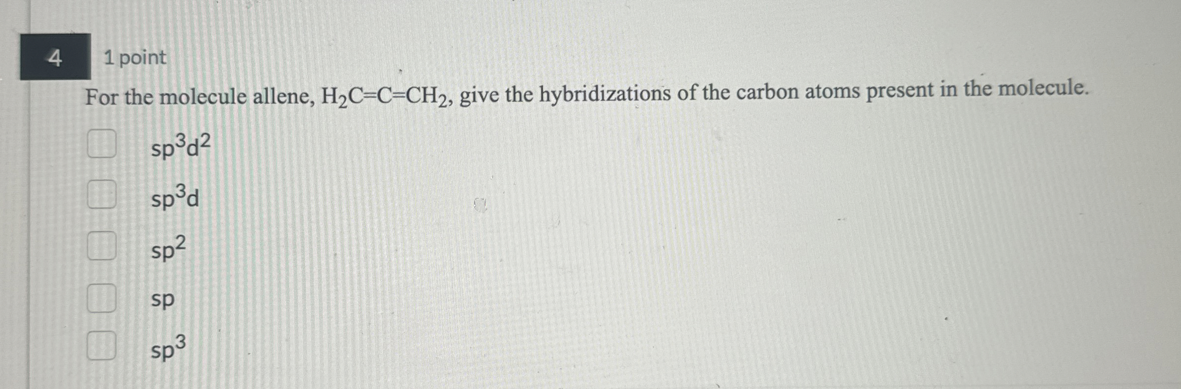 Solved For the molecule allene, H2C=C=CH2, ﻿give the | Chegg.com