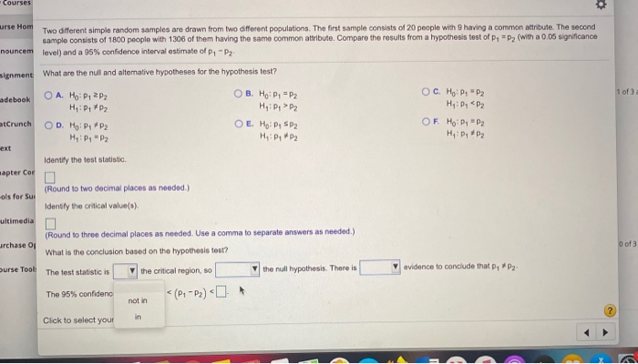 Solved Two different simple random samples are drawn from | Chegg.com