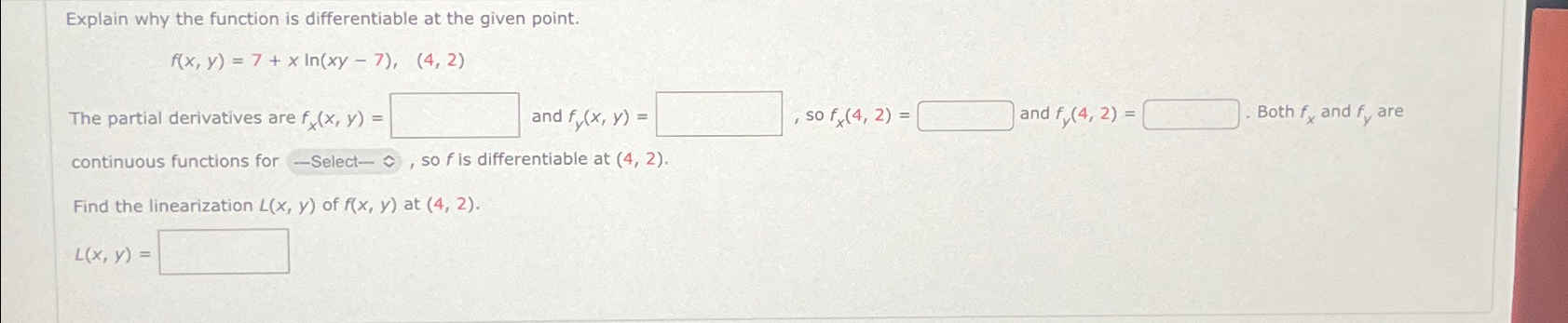 Solved Explain why the function is differentiable at the | Chegg.com